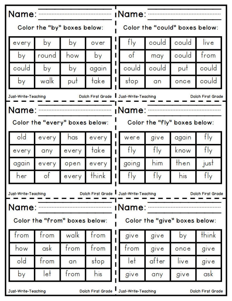 Dolch First Grade Sight Word Task Cards - Etsy