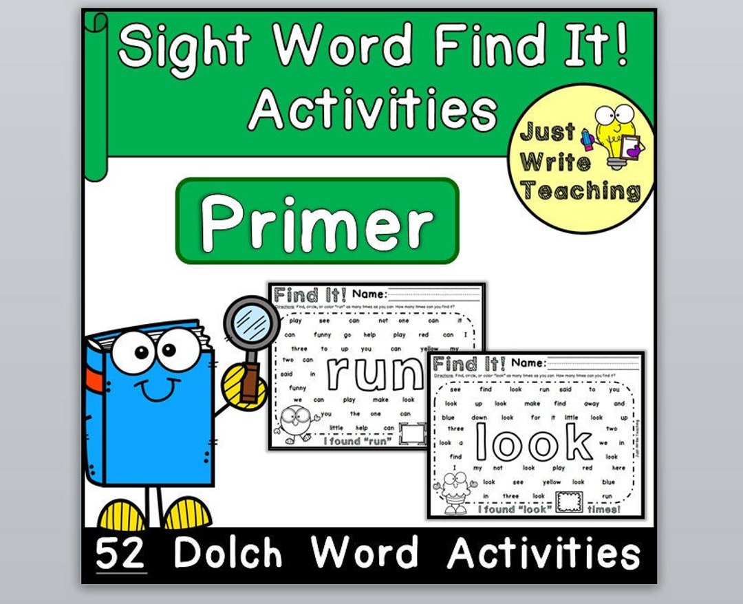 Dolch Primer Sight Word Find It Activities - Etsy