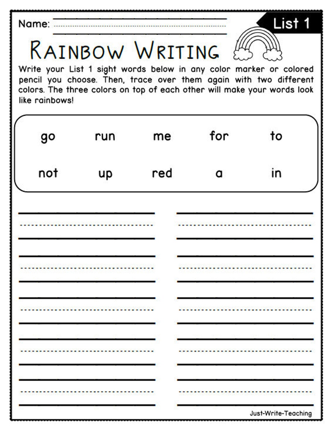 Sight Word Rainbow Writing Activities - Etsy