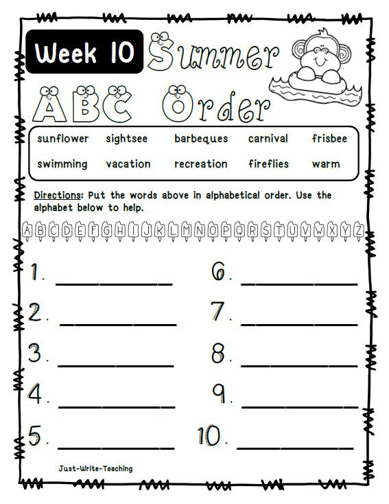 Summer ABC Order Activity Pack - Etsy