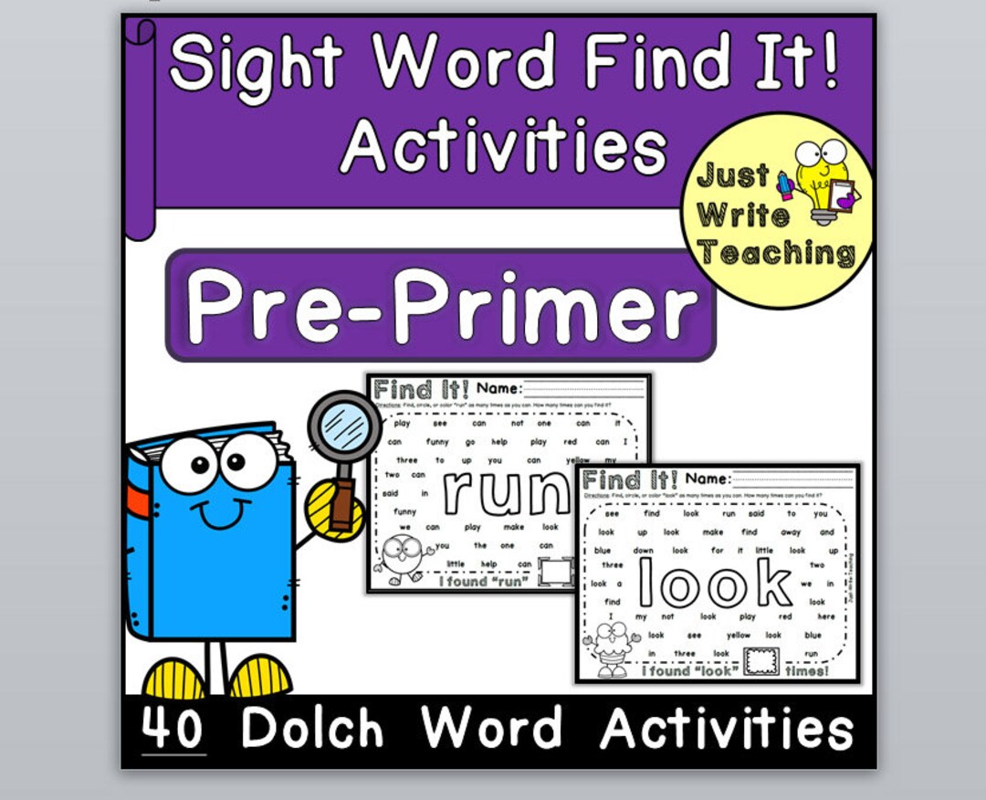 Dolch Pre-primer Sight Word Find It Activities - Etsy