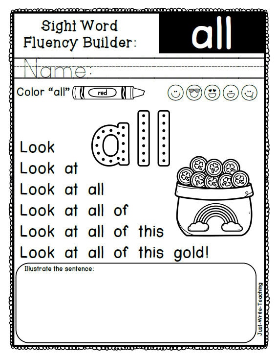 Sight Word Fluency Builders (dolch Primer) - Etsy