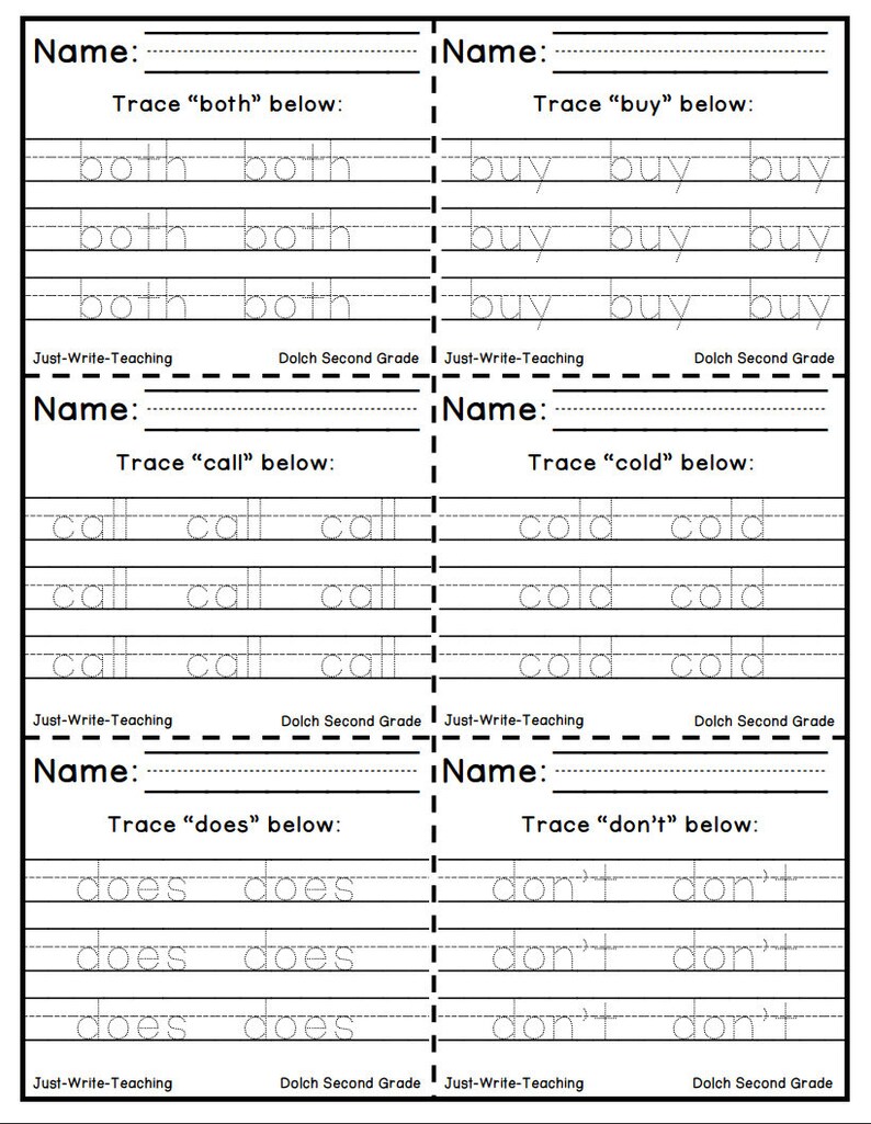 Dolch Second Grade Sight Word Task Cards - Etsy