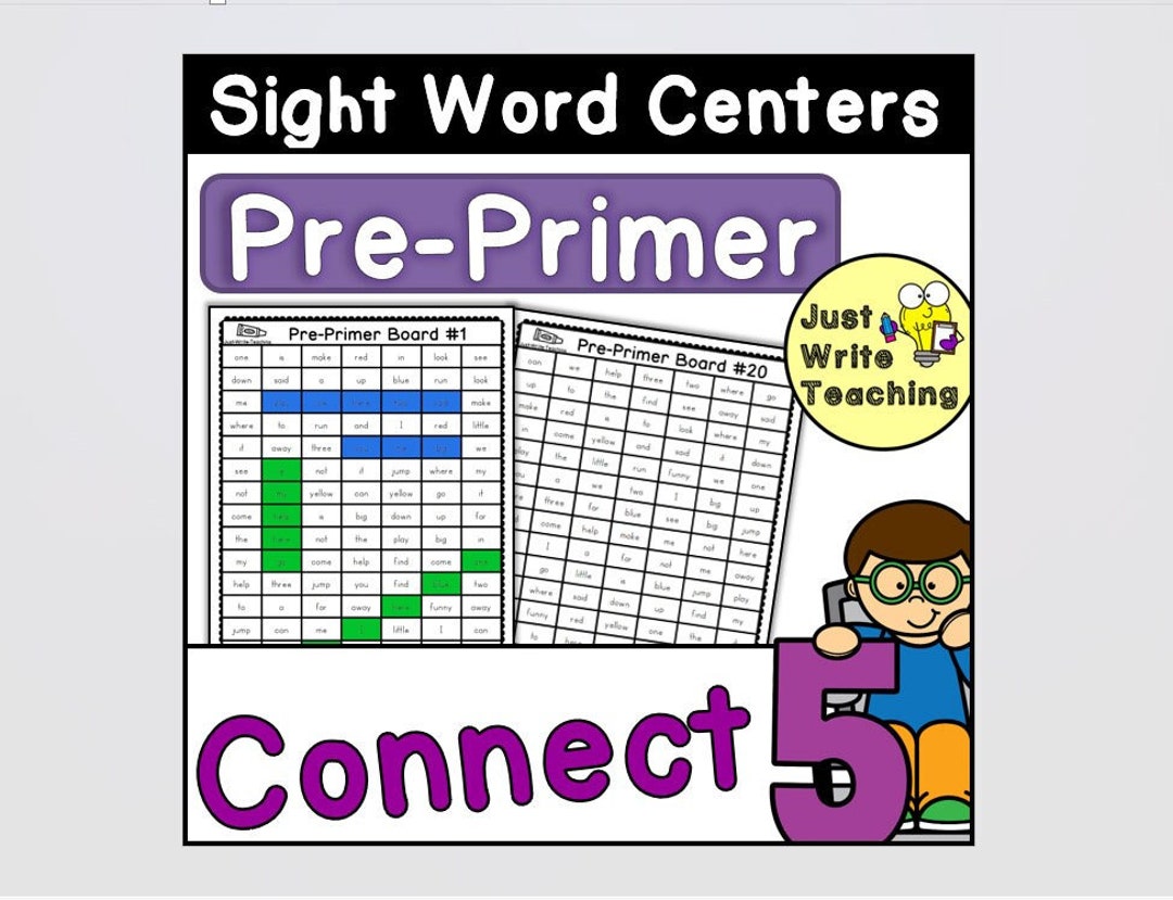 Connect 5 Pre-primer Sight Words Game - Etsy
