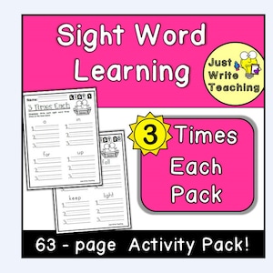 Sight Word Three Times Each Activity Pack - 64 Pages - Etsy