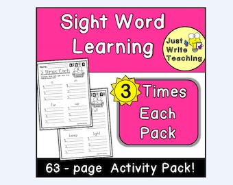 Three Times Each Spelling Worksheet - Etsy