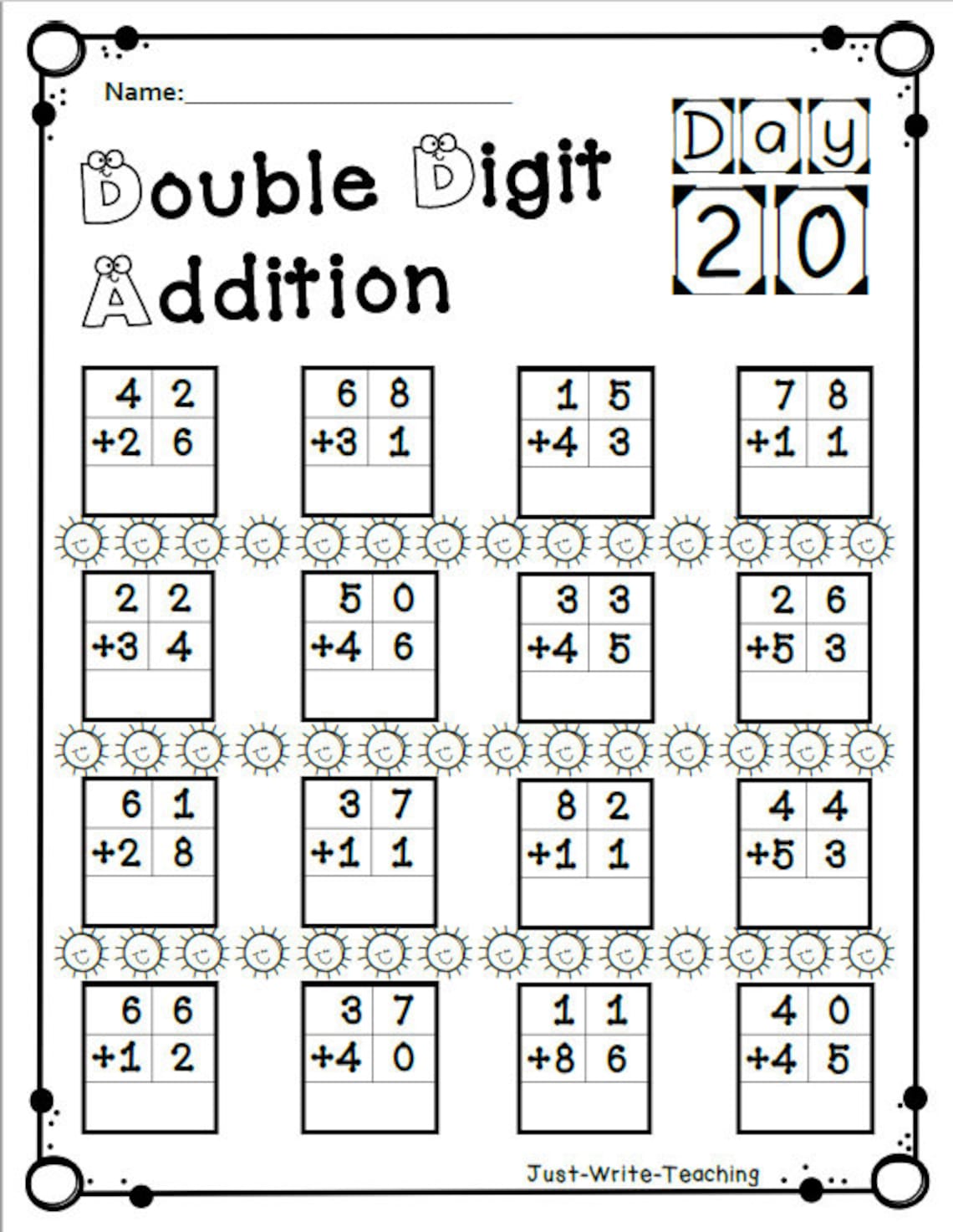 Summer Math Packet Rising Second Grade (first Grade Review) 50 Sheets ...