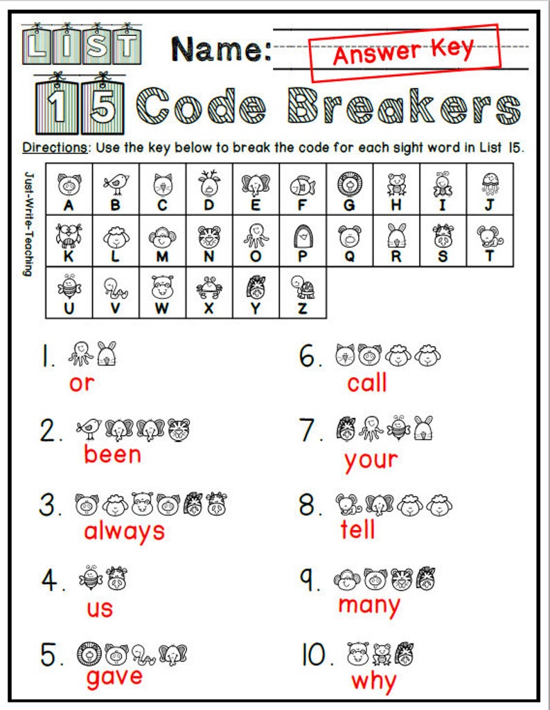 Sight Word Code Breakers Activity Pack - 66 Pages - Distance Learning ...