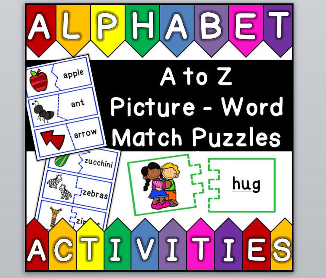 Picture Word Match Puzzles - Alphabet Activities - A to Z Practice - Etsy