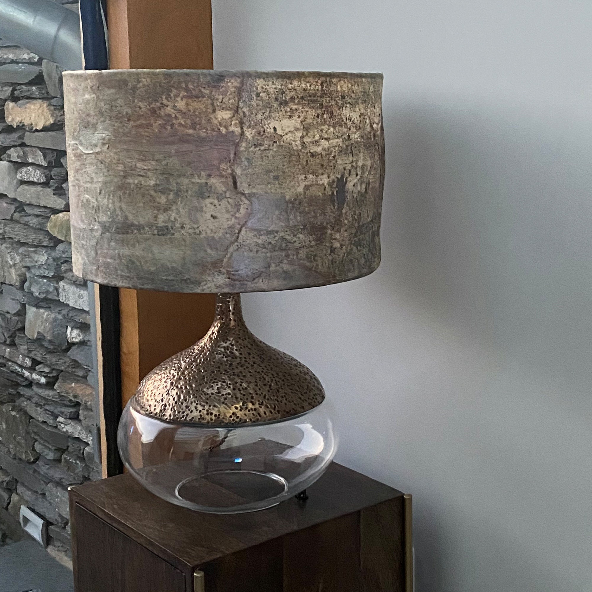 Burning Forest Real Stone Veneer Translucent Lampshade - Etsy UK