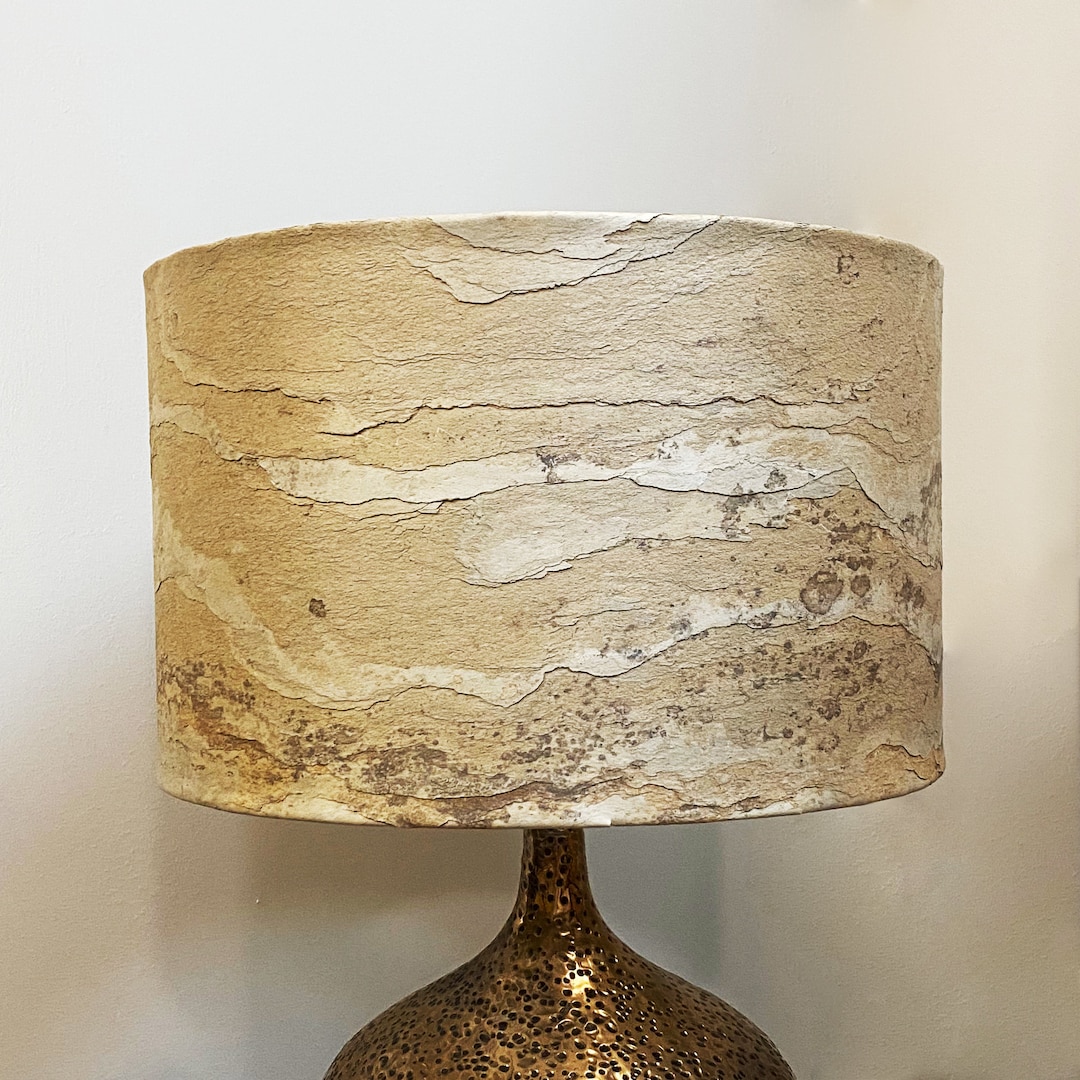 Tan Real Stone Veneer Translucent Lampshade - Etsy UK