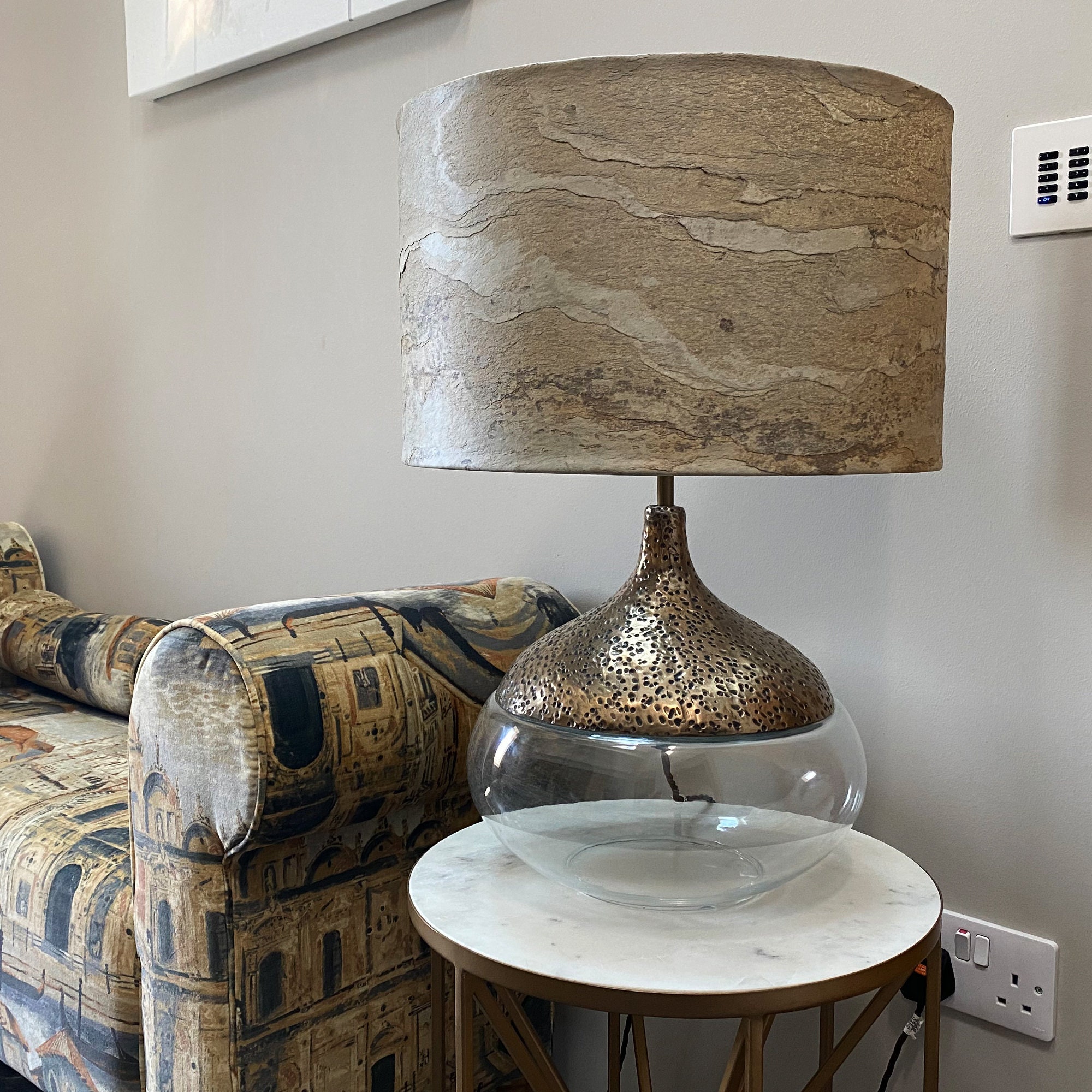 Tan Real Stone Veneer Translucent Lampshade - Etsy UK