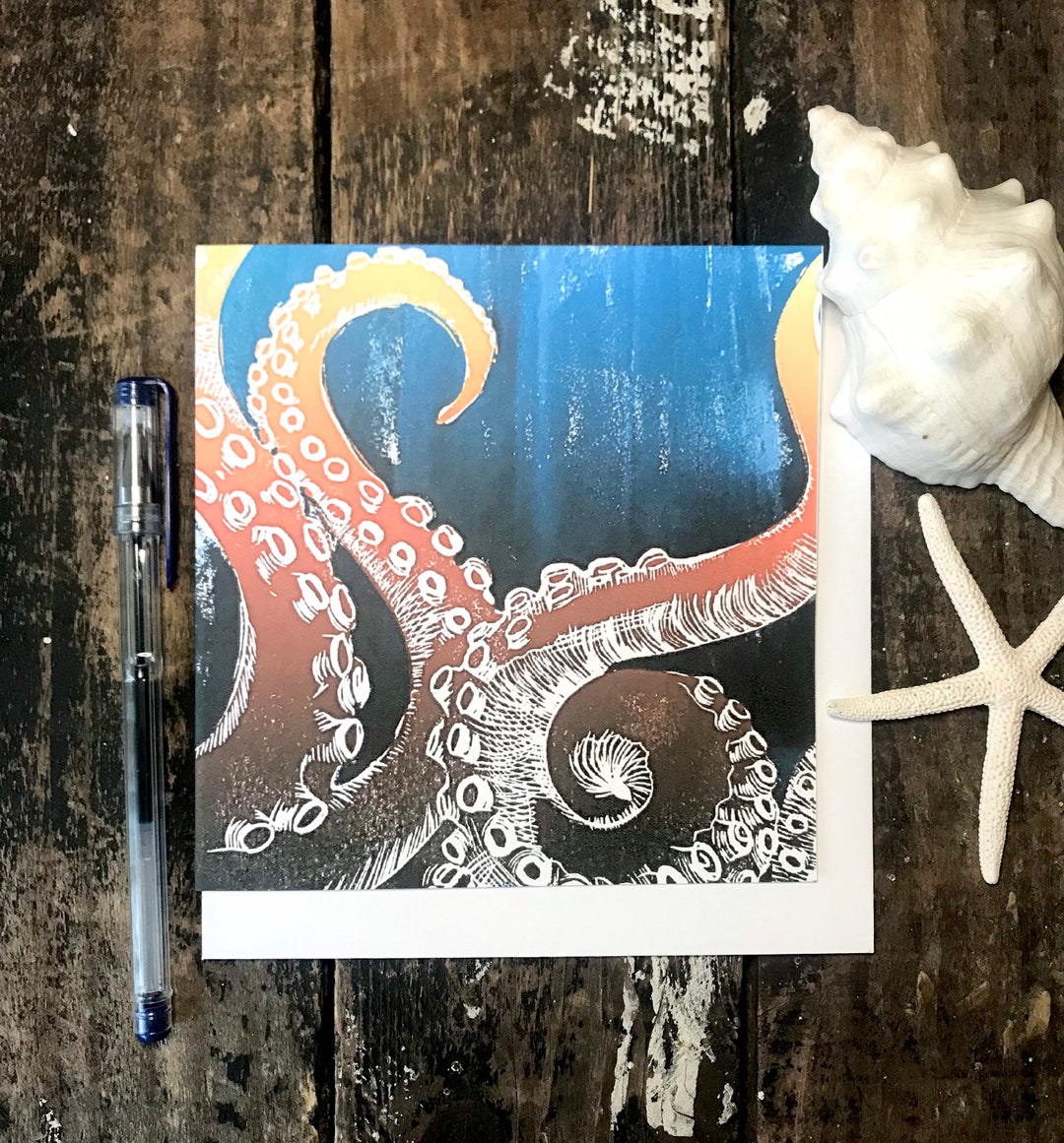 Octopus Print,card for All Occasions!kraken Sealife Art.tentacles Art ...