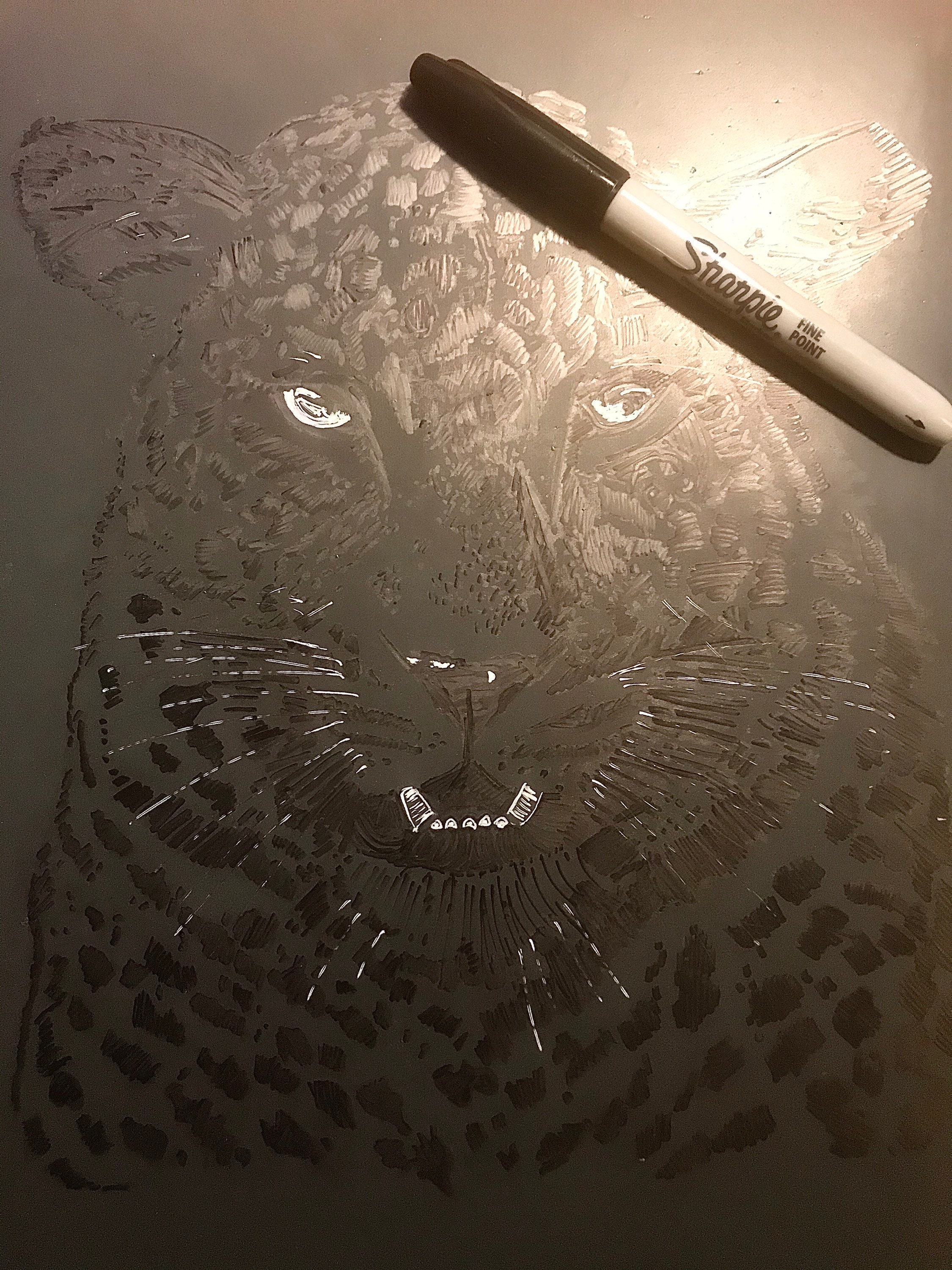 Linocut print Leopard. Hand painted finish. Original artwork | Etsy