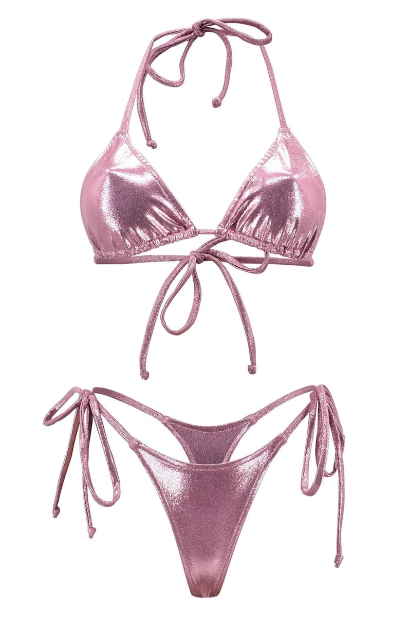 Joy Bikini Set Metallic Rose Etsy