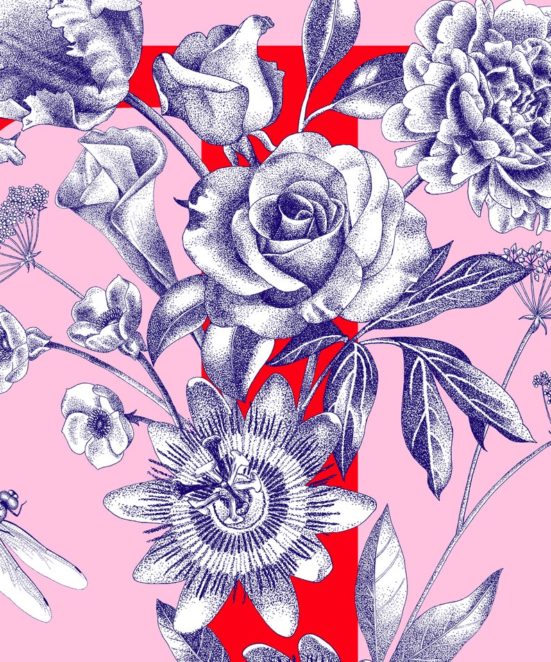 Floral Letter Print/ Alphabet Letter T/ Initial/ Botanical Print ...