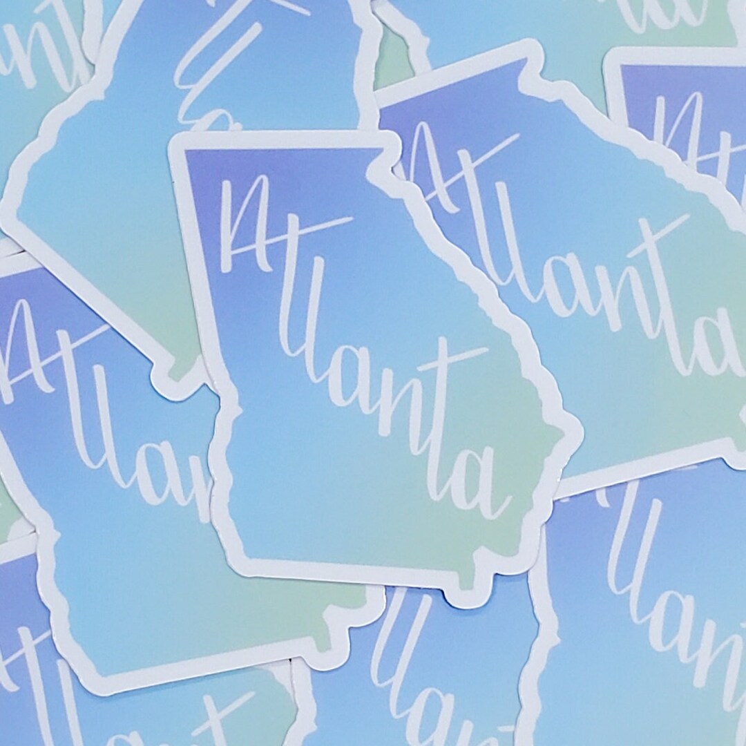 Atlanta Georgia Waterproof Digitally Drawn Vinyl Stickers for Laptops ...