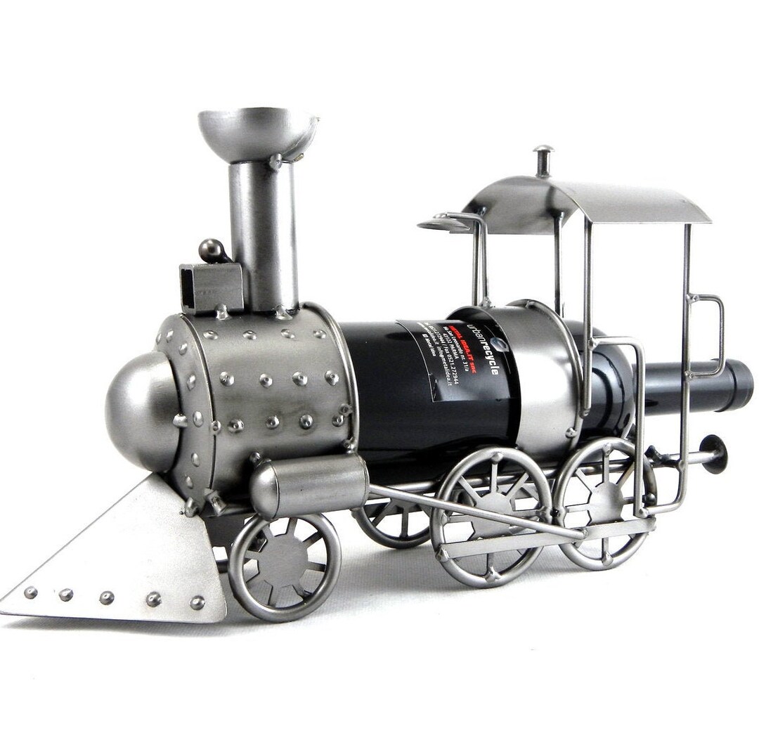 TRAIN BOTTLE HOLDER Locomotive Carriage Artisan Sculpture Original Gift ...