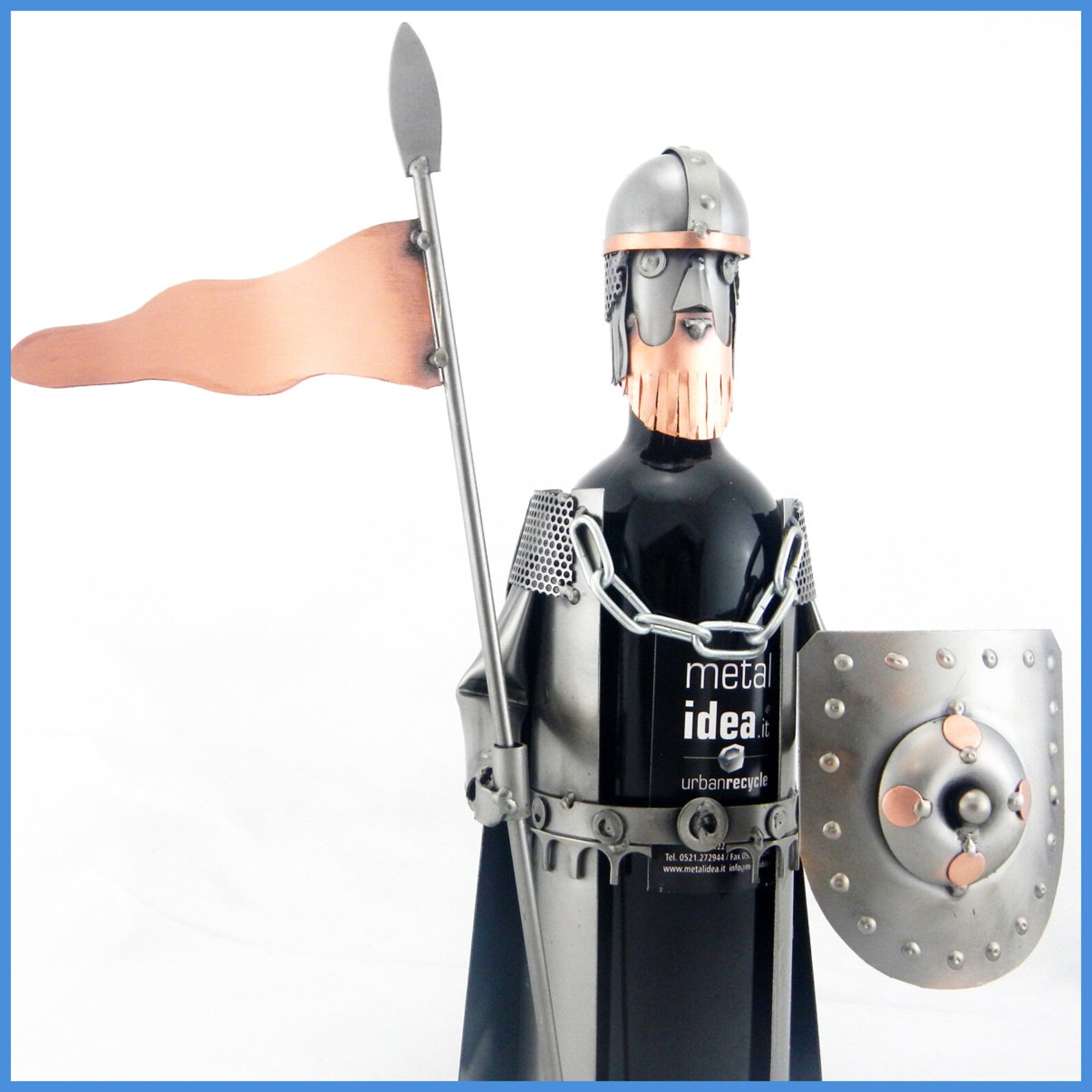 Knight Bottle Holder Armor With Copper Inlays Handcrafted Sculpture ...
