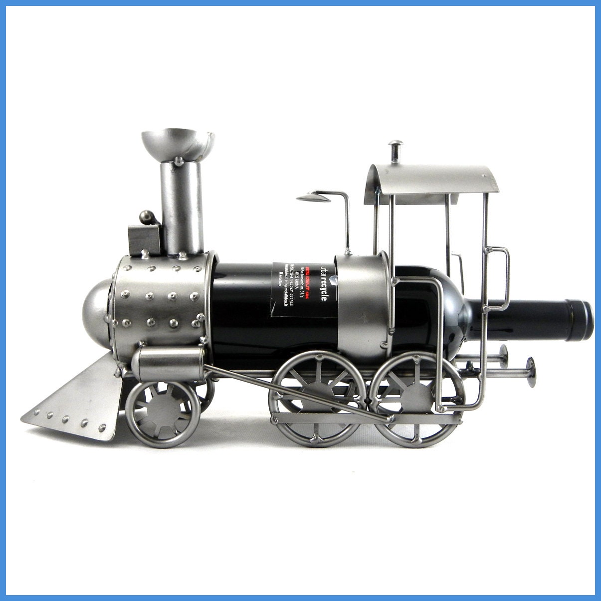 TRAIN BOTTLE HOLDER Locomotive Carriage Artisan Sculpture Original Gift ...