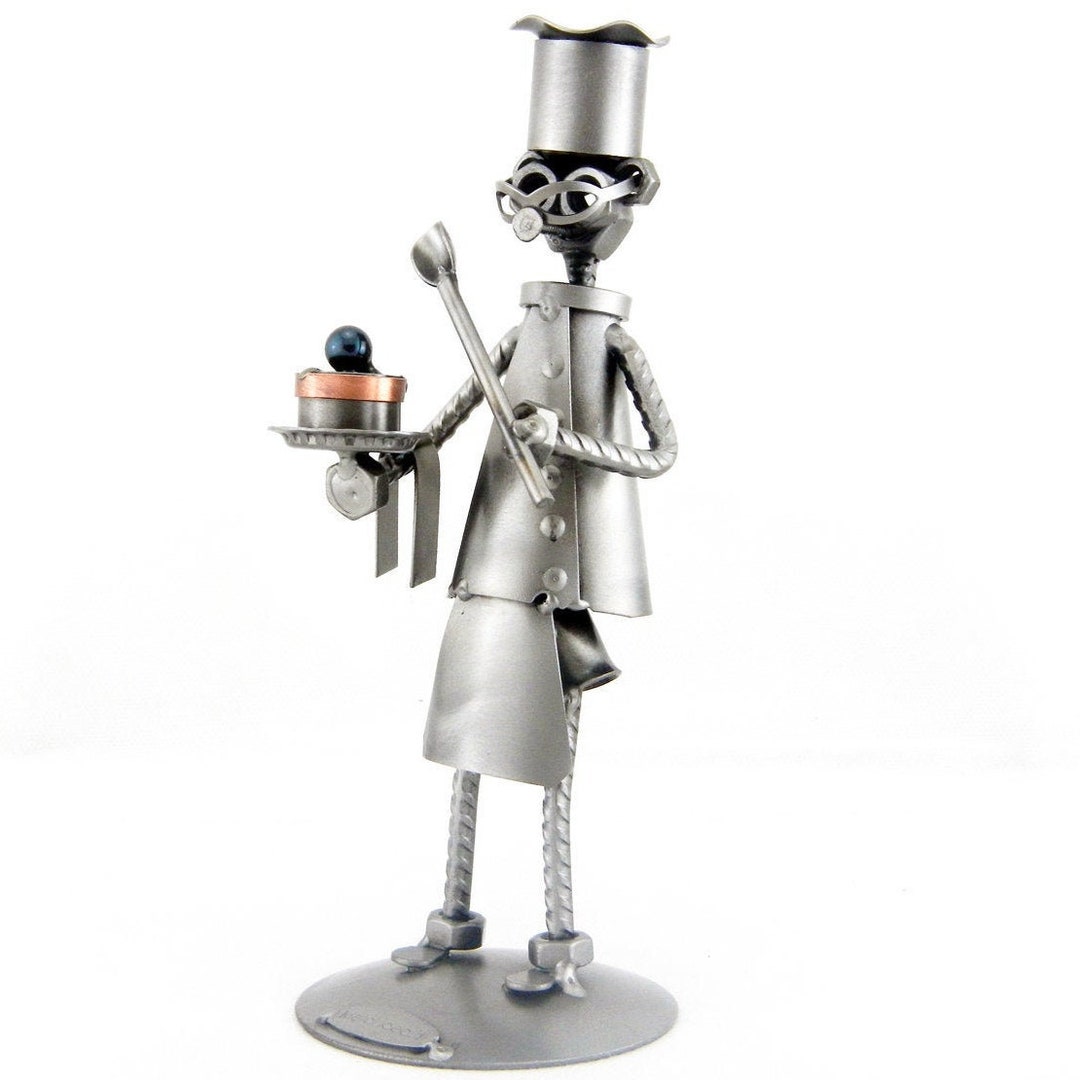 Pastry Chef BAKER Handmade Recycled Metal Sculpture, Made in Italy Gift ...