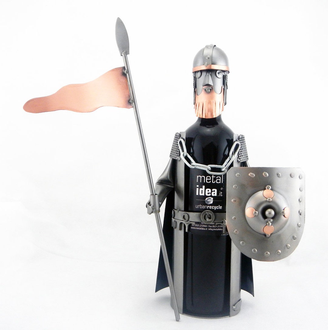 Knight Bottle Holder - Armor With Copper Inlays Handcrafted Sculpture ...