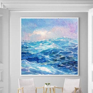 Deep Ocean Painting Original Texture Oil Artwork on Canvas Ready to ...