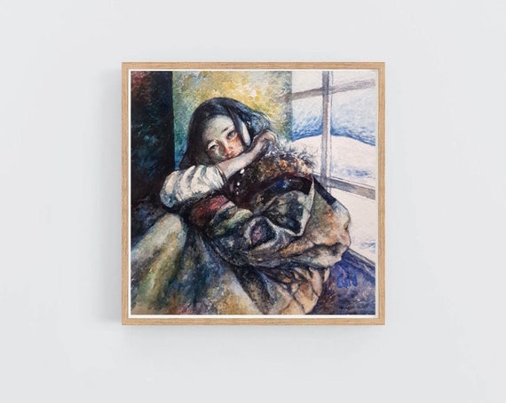 Sad Girl Original Watercolor Painting Dream Illustration - Etsy