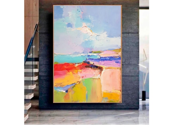 Lake Abstract Landscape Artwork Original Oil Painting on - Etsy