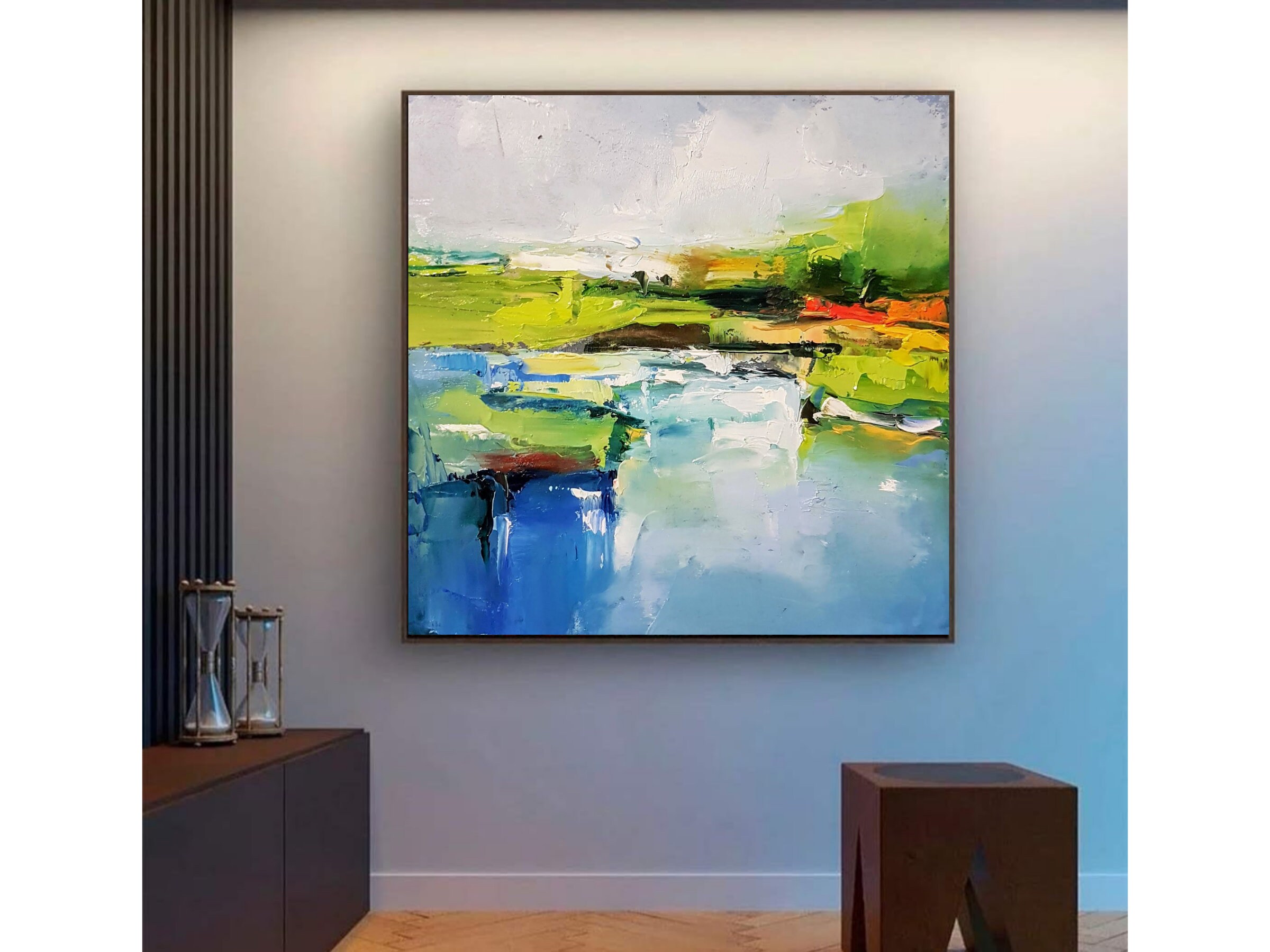 Lake Abstract Landscape Artwork Original Oil Painting on - Etsy