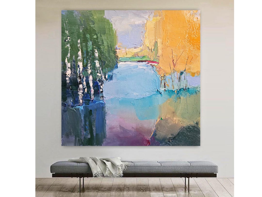 Colorful Abstract Landscape Art Original Oil Painting on Canvas ...