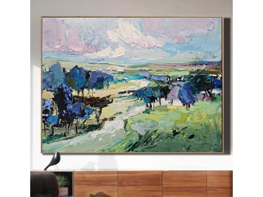 Colorful Abstract Landscape Wall Art Original Oil Painting on Canvas ...