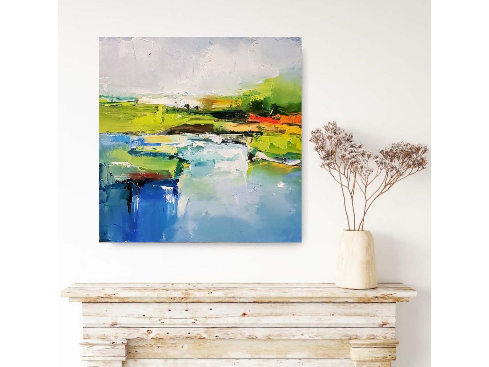 Lake Abstract Landscape Artwork Original Oil Painting on - Etsy