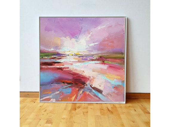 Sunset Abstract Landscape Artwork Original Oil Painting on - Etsy