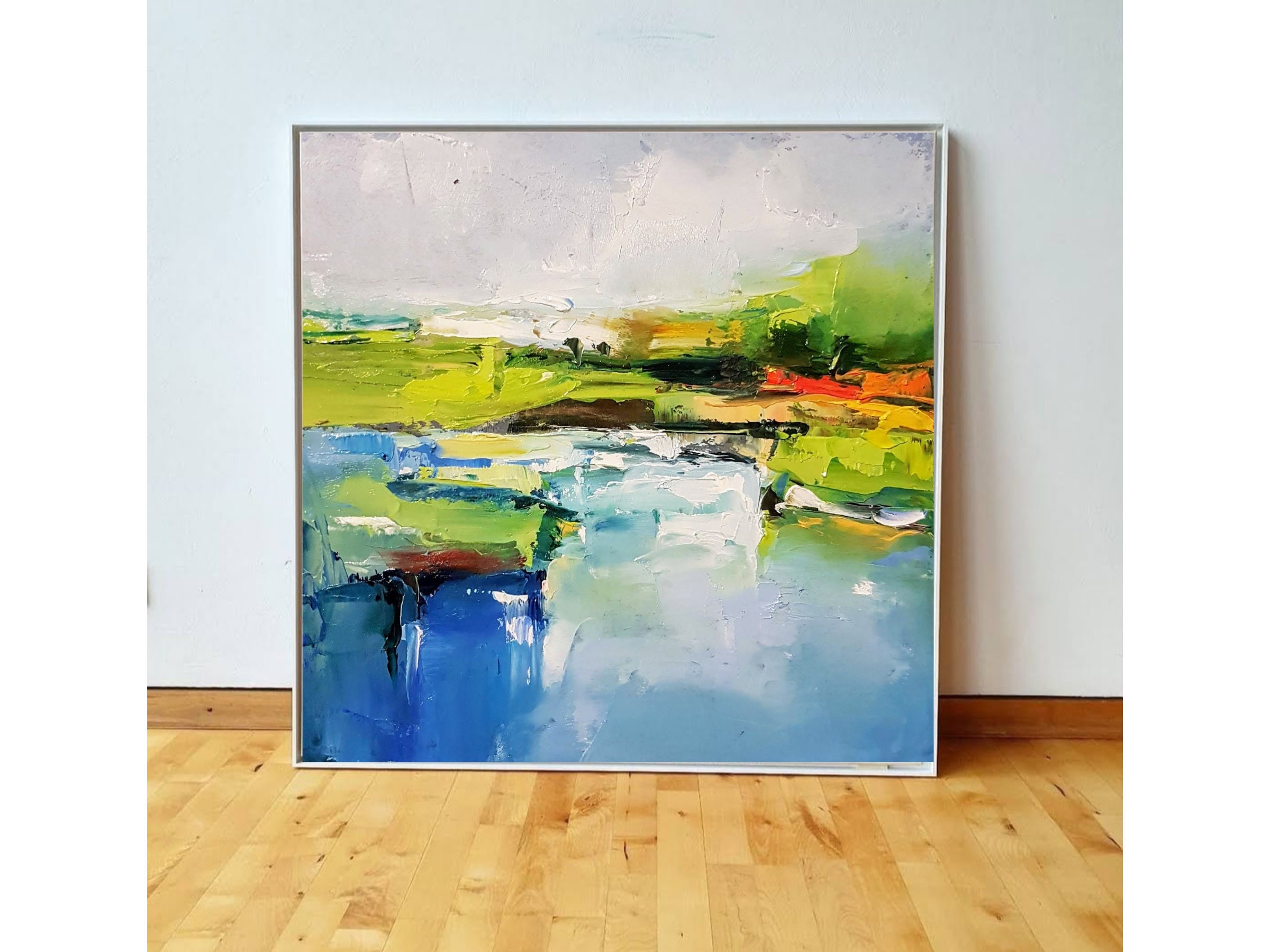 Lake Abstract Landscape Artwork Original Oil Painting on - Etsy
