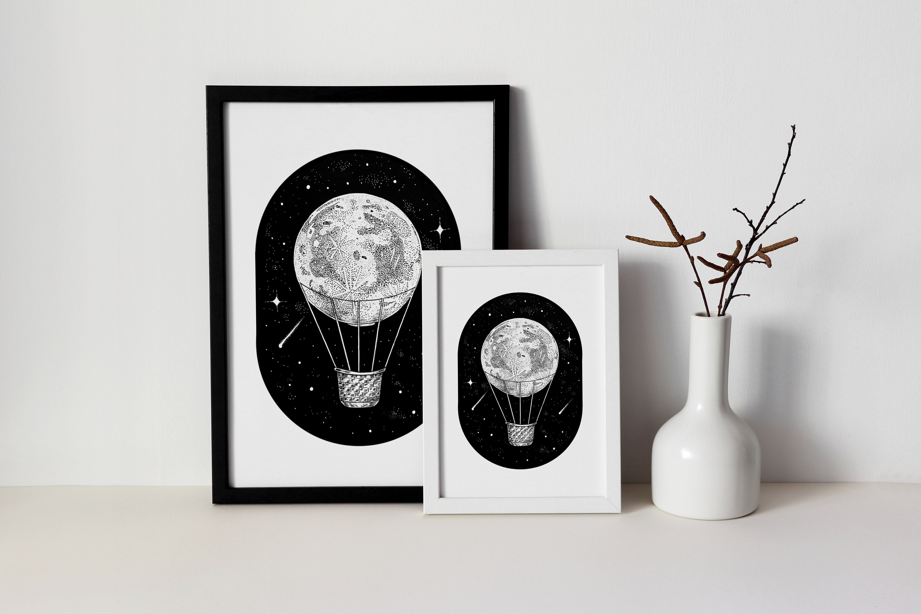 Moon Print Moon Illustration Moon Drawing Moon Trip Print - Etsy