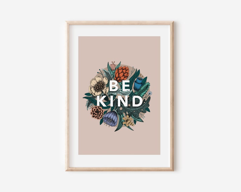 Be Kind Color Print Be Kind Quote Wall Art Quote Colorful - Etsy