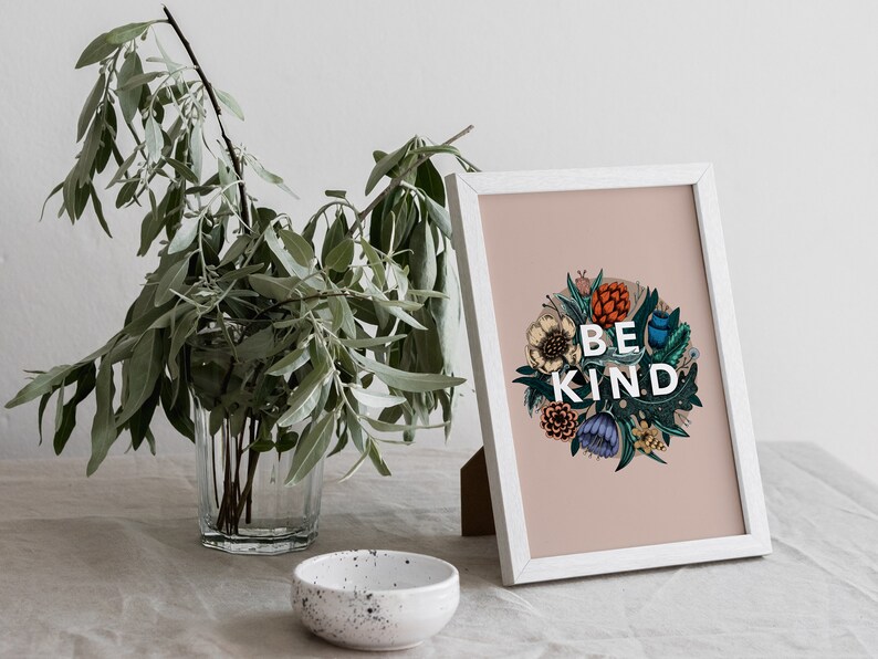 Be Kind Color Print Be Kind Quote Wall Art Quote Colorful - Etsy