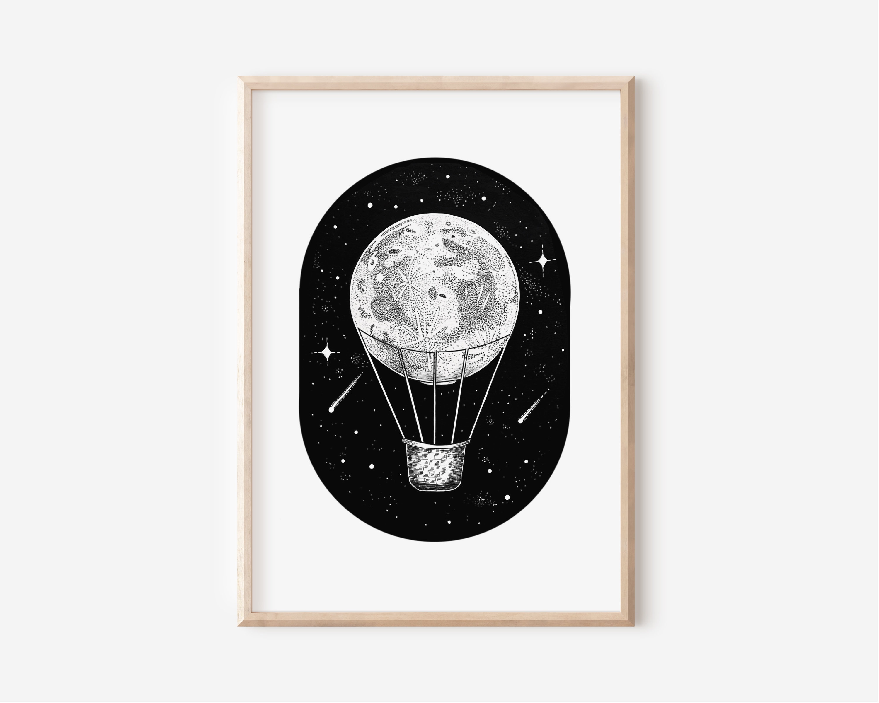 Moon Print Moon Illustration Moon Drawing Moon Trip Print - Etsy