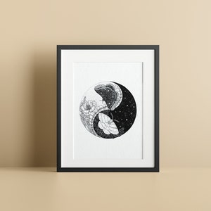 Yin Yang Print, Yin Yang Poster, Black and White Yin and Yang Print ...