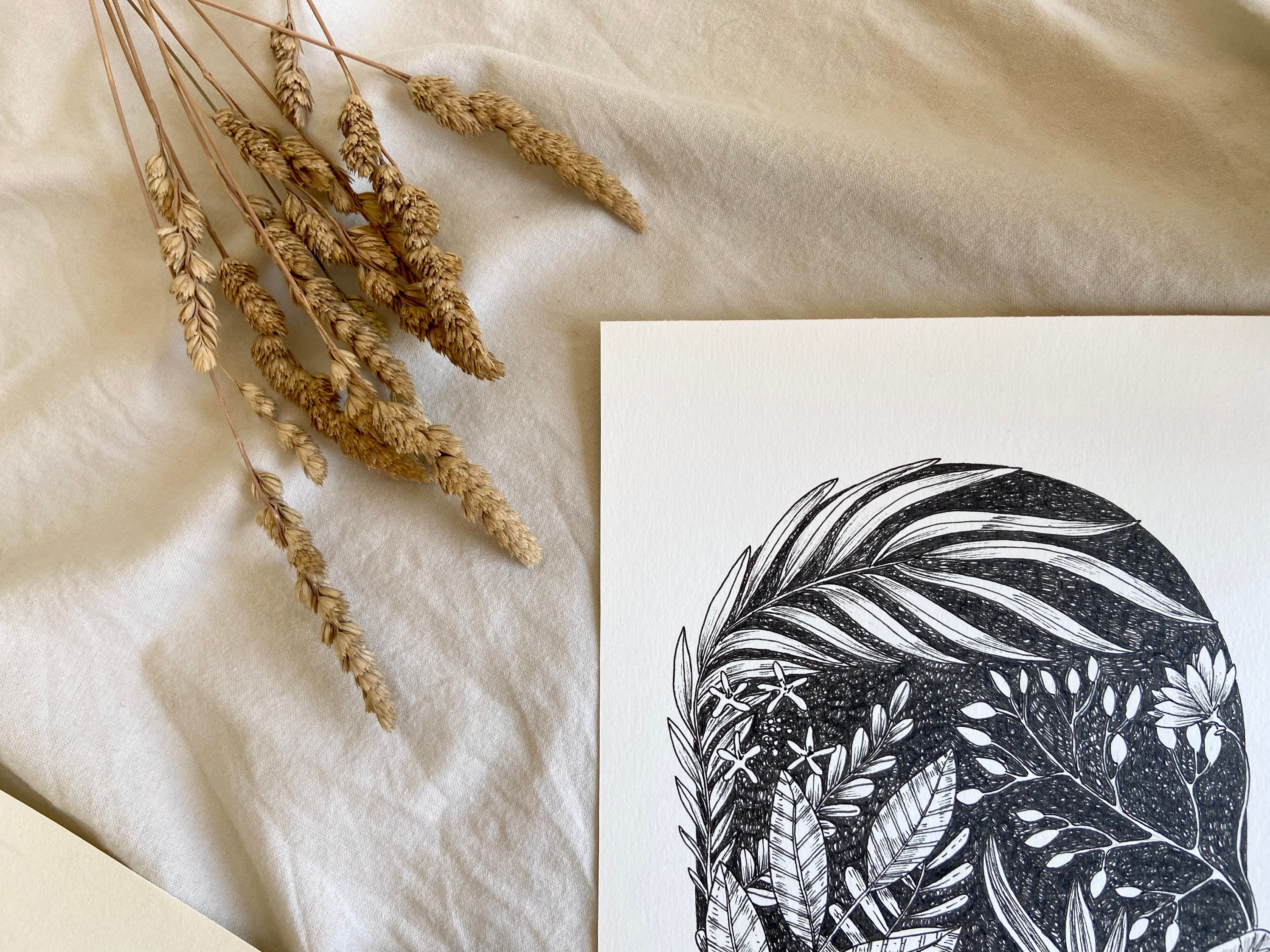Greenery Original Drawing Original Illustration Flowers - Etsy
