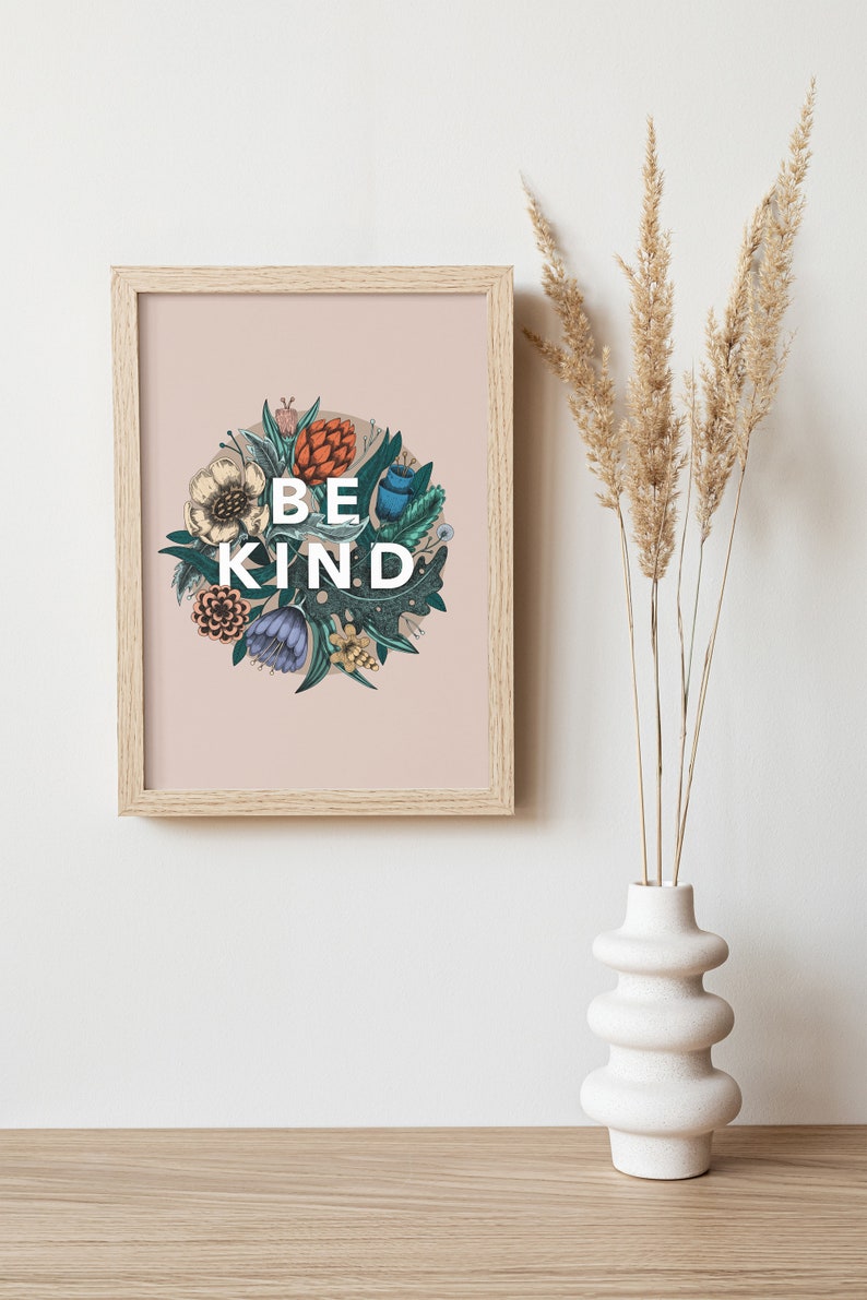 Be Kind Color Print Be Kind Quote Wall Art Quote Colorful - Etsy