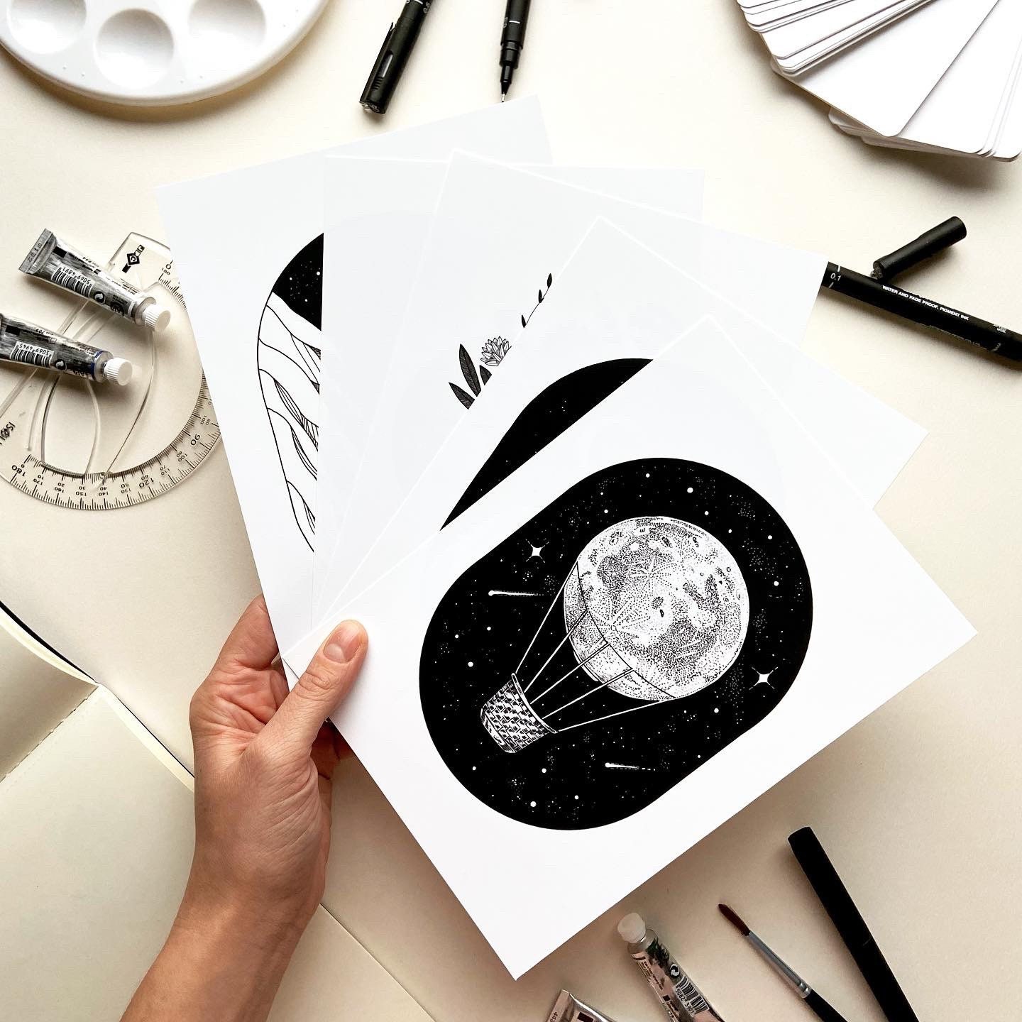 Moon Print Moon Illustration Moon Drawing Moon Trip Print - Etsy