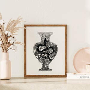 Greek Vase Print Snake Flower Art Floral Snake Print Mystical Floral ...