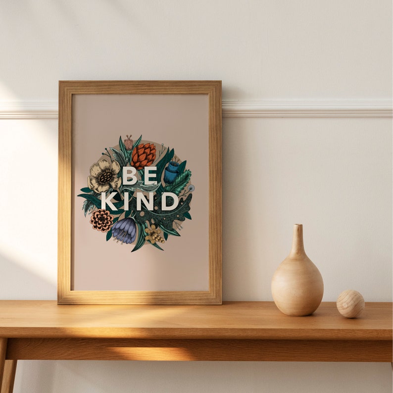 Be Kind Color Print Be Kind Quote Wall Art Quote Colorful - Etsy