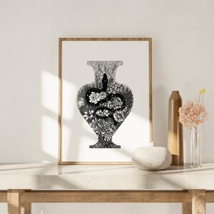 Greek Vase Print | Snake Flower Art | Floral Snake Print | Mystical ...