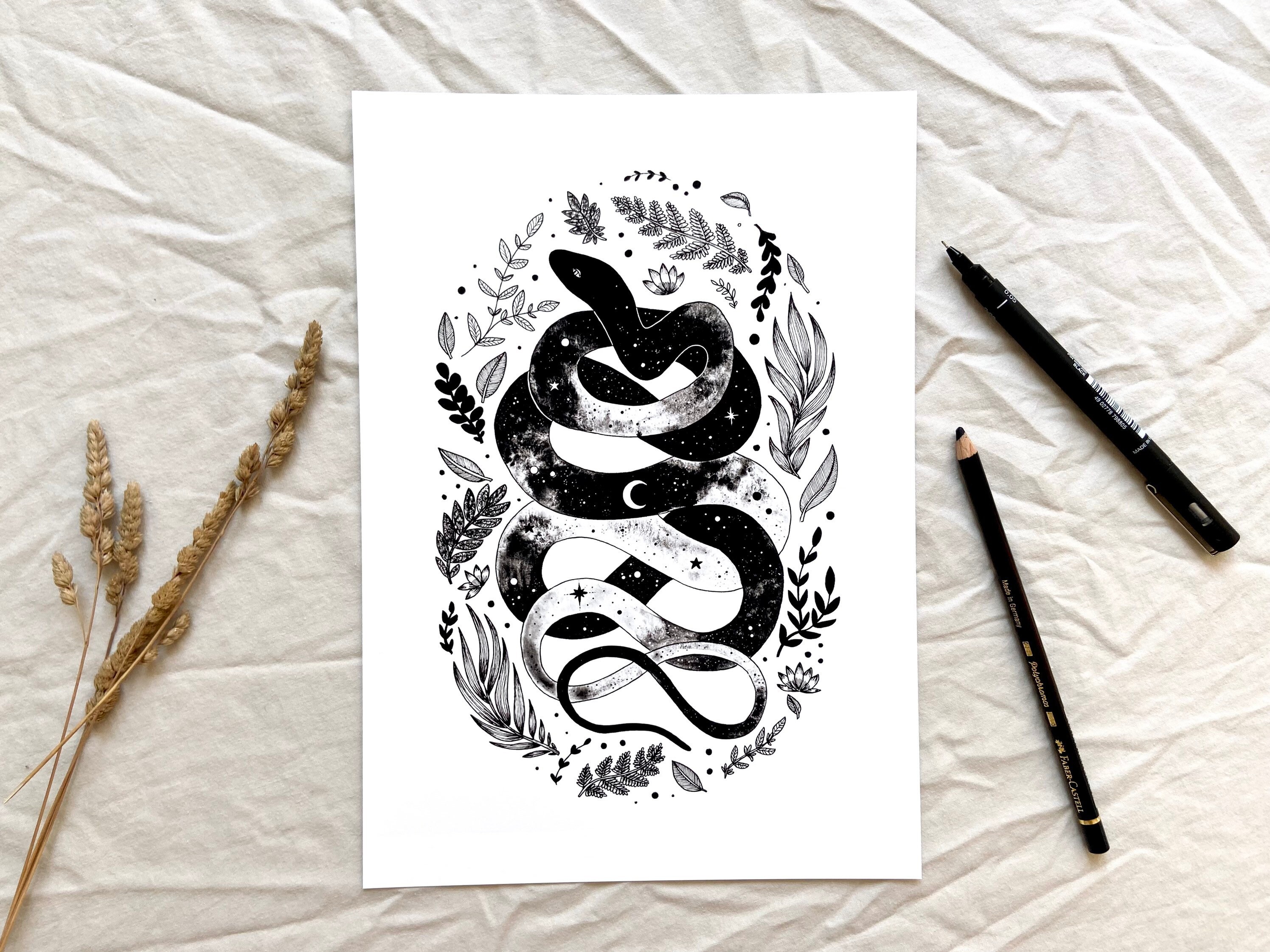 Snake Print Snake Wall Art Snake Fox Snake Art Snake - Etsy