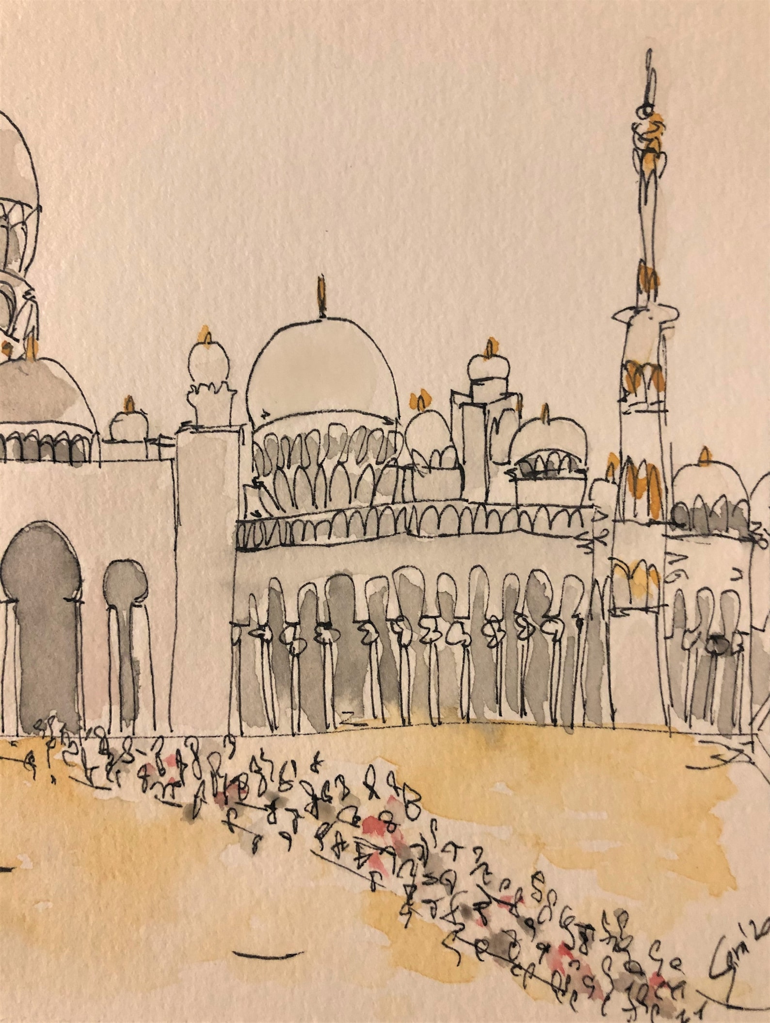 ABU DHABI Grand Mosque, Arabian Painting, Skyline Wall Art, Mosque ...