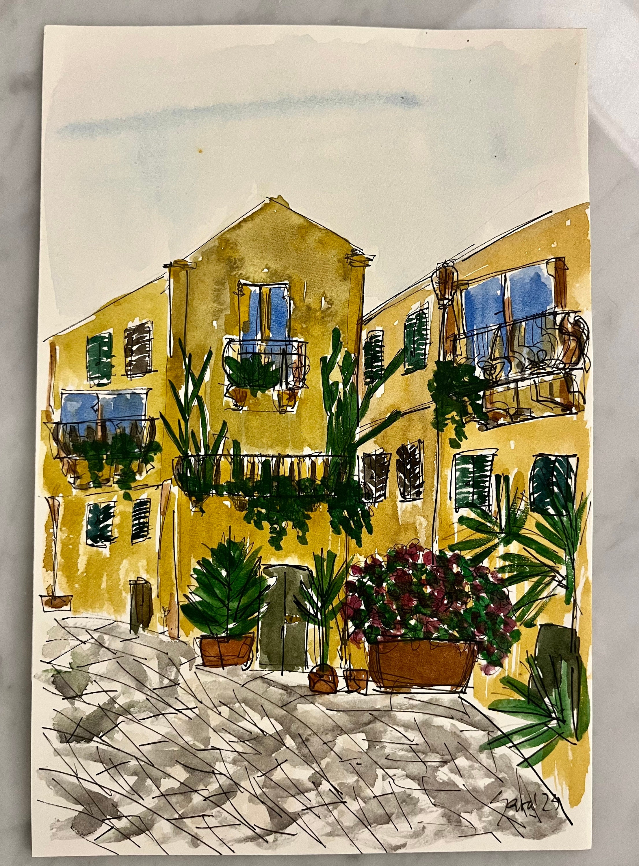 Ortigia, Sicily, Noto, Syracuse, Original Watercolor, Italian, Italy ...