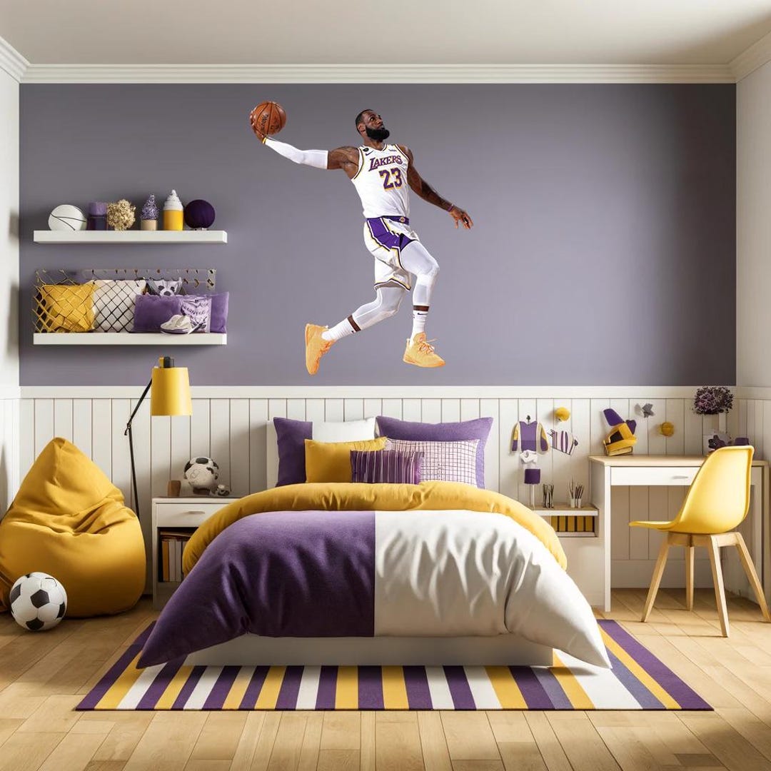 Lebron James L.A. Lakers Dunk Large Removable Wall Decal Sticker - Etsy